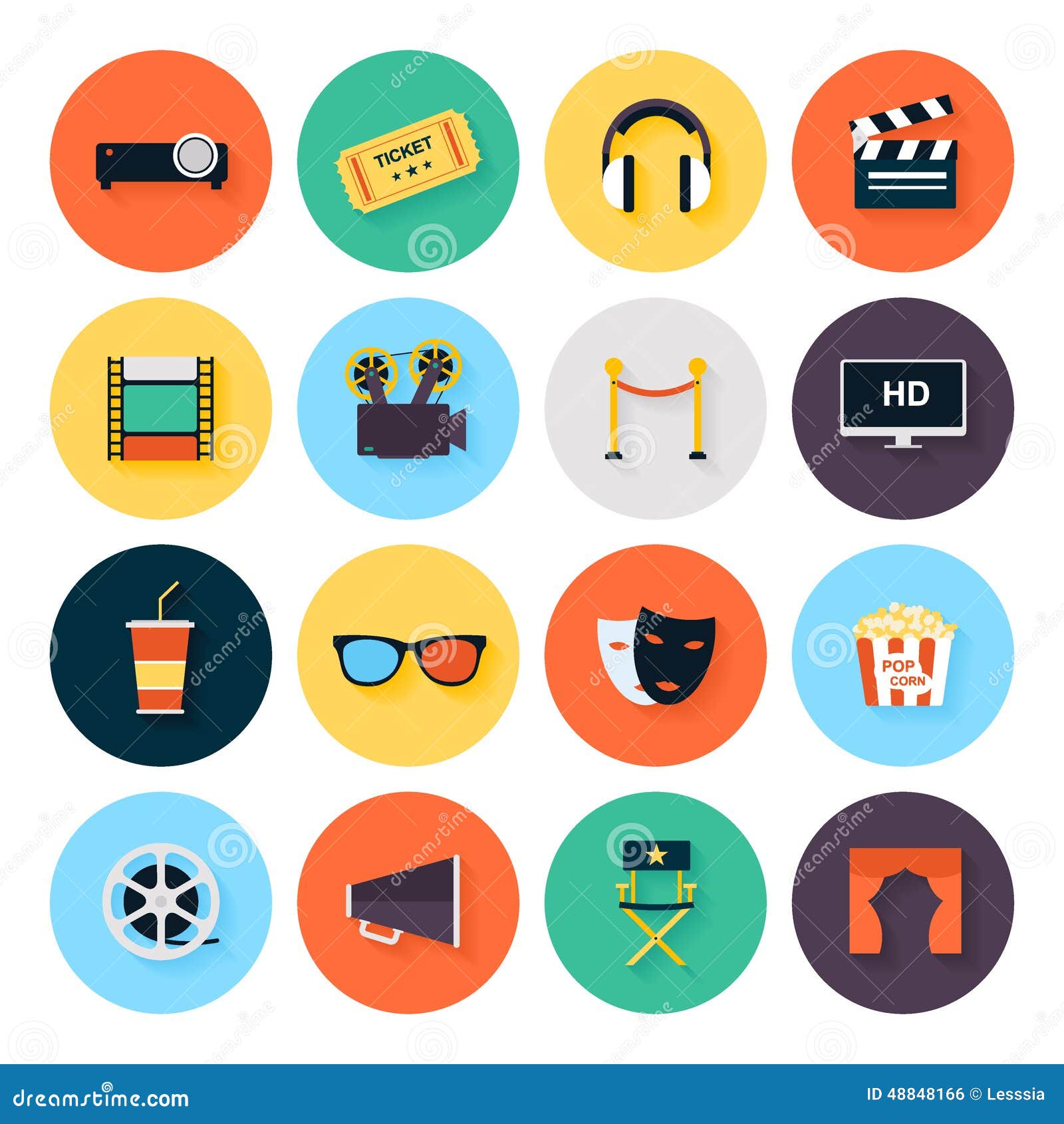 Set of Movie Design Elements Stock Vector - Illustration of cinema ...