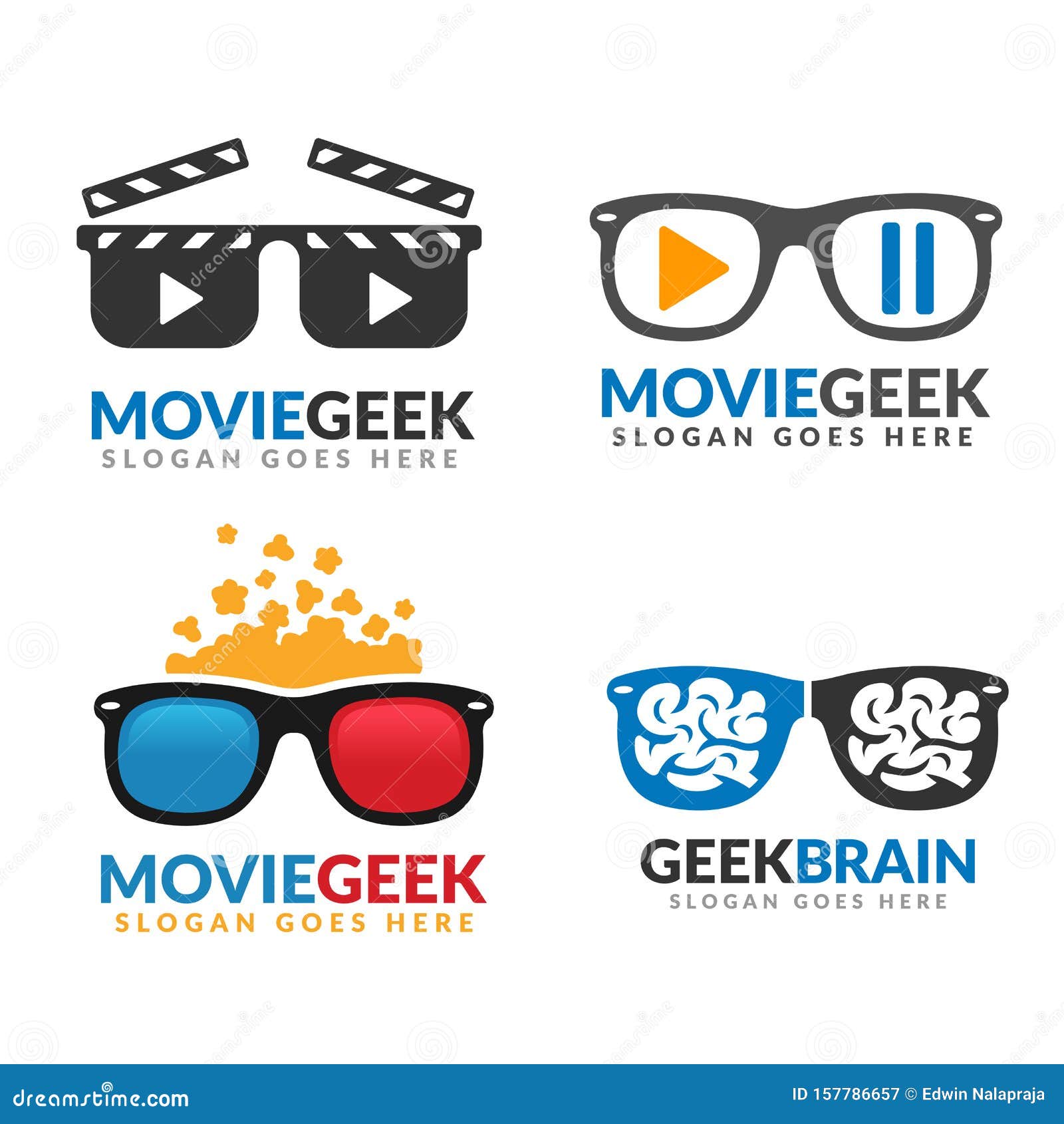 Set of Movie Geek Logo Template, Geek Brain, Geek Logo Pack Stock ... Set of Movie Geek Logo Template, Geek Brain, Geek Logo Pack Stock ...