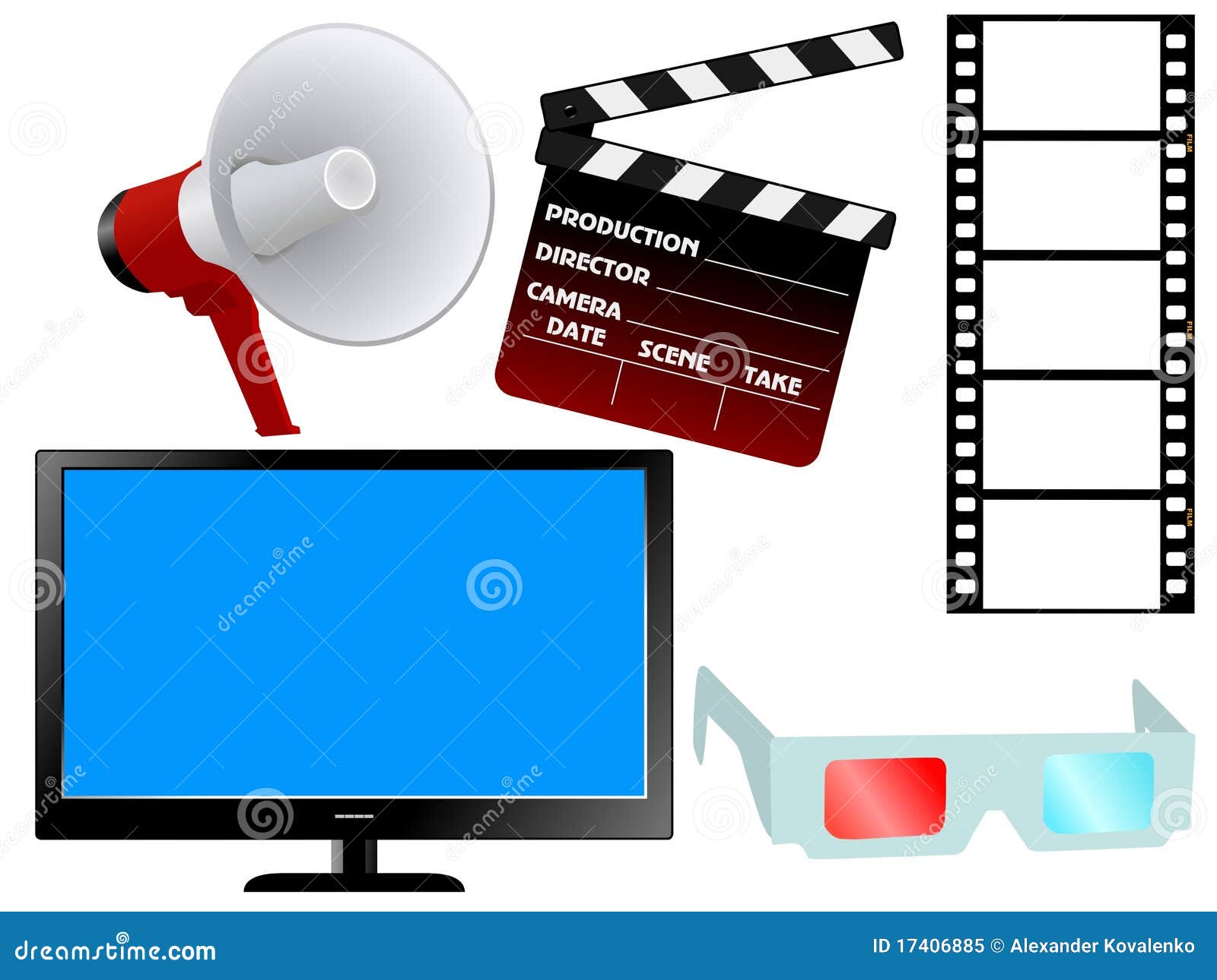 Set of movie objects stock vector. Illustration of stereo - 17406885