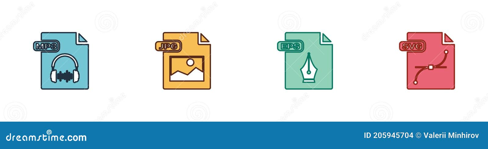 Set MP3 File Document, JPG, EPS and SVG Icon. Vector Stock Vector ...