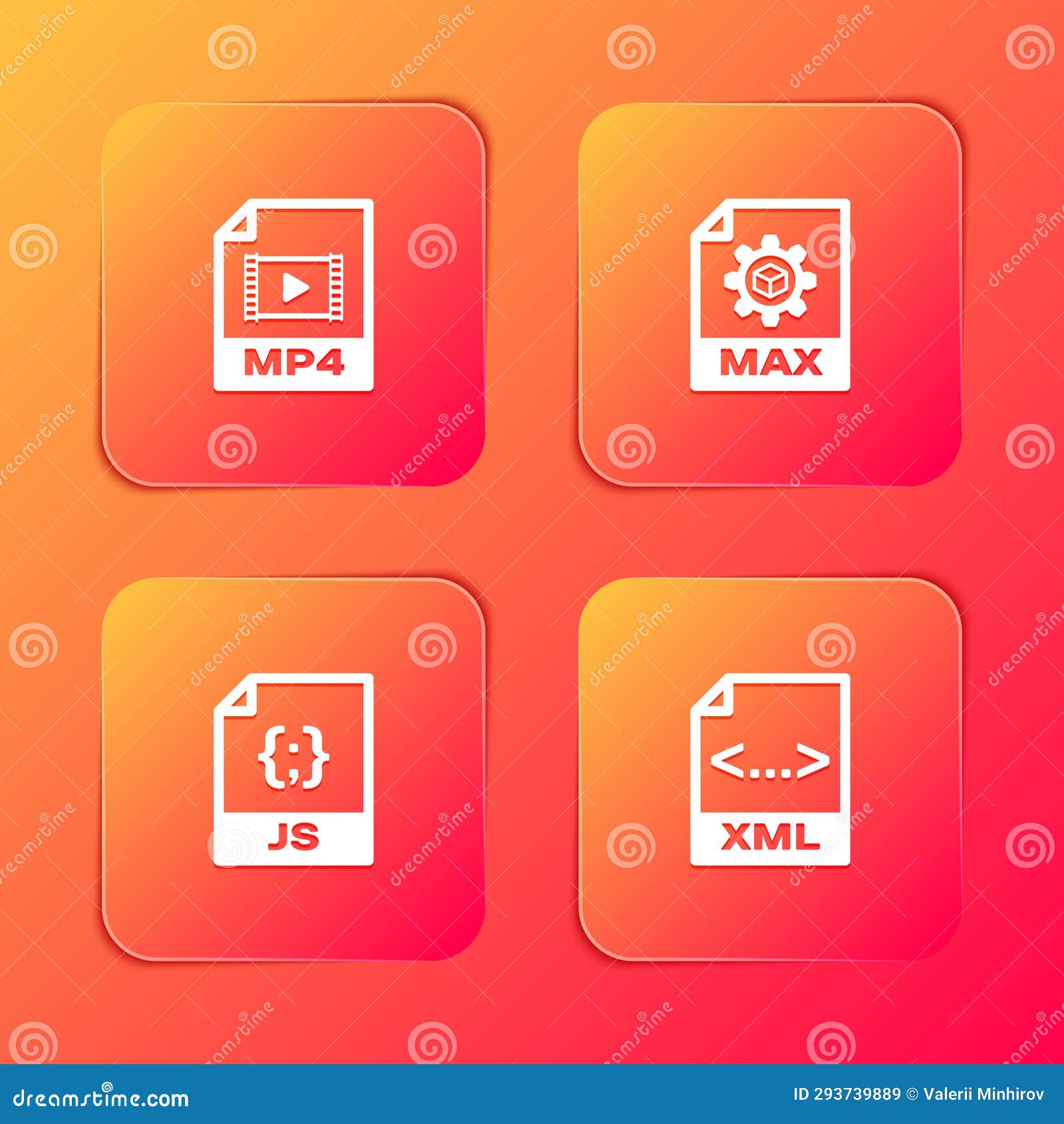 Set MP4 File Document, MAX, JS and XML Icon. Vector Stock Vector ... Set MP4 File Document, MAX, JS and XML Icon. Vector Stock Vector ...