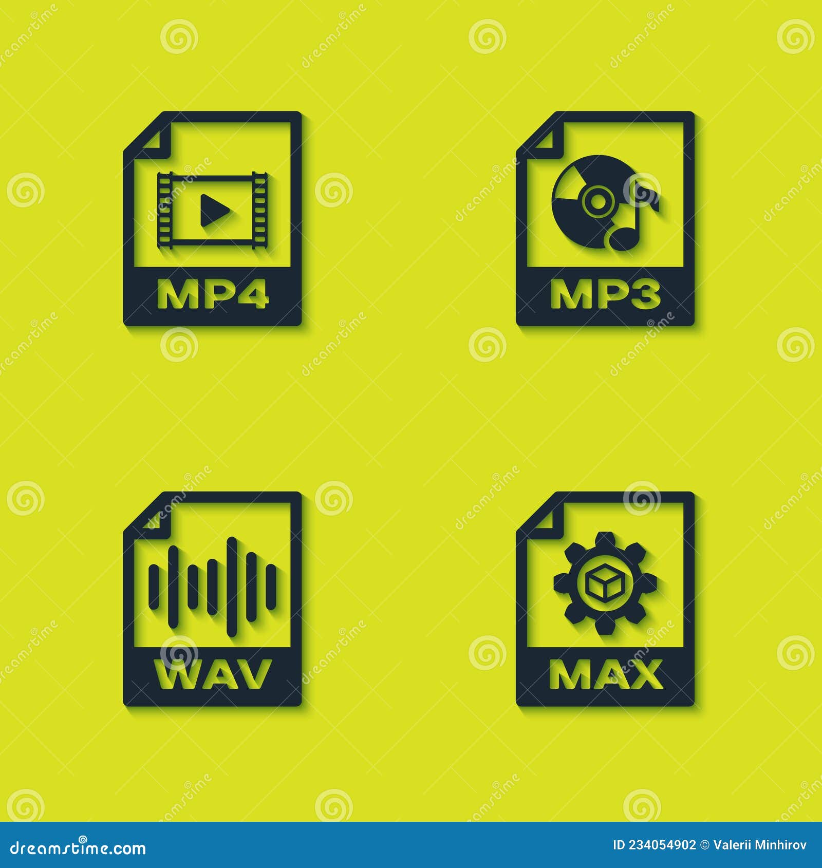 Set MP4 File Document, MAX, WAV and MP3 Icon. Vector Stock Illustration ... Set MP4 File Document, MAX, WAV and MP3 Icon. Vector Stock Illustration ...