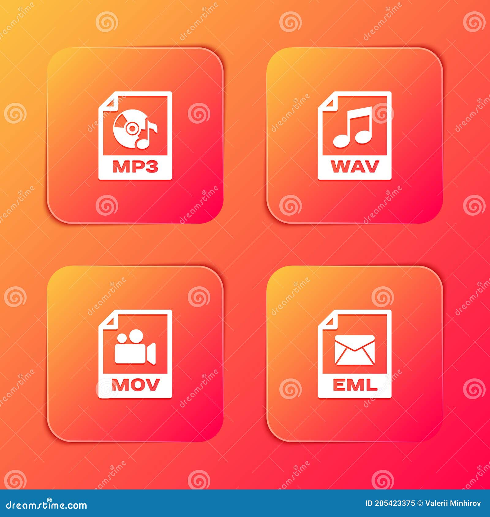 Set MP3 File Document, WAV, MOV and EML Icon. Vector Stock Vector ... Set MP3 File Document, WAV, MOV and EML Icon. Vector Stock Vector ...