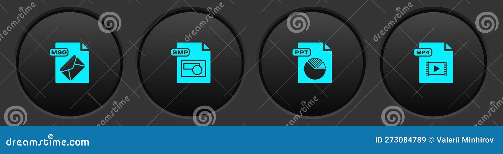 Set MSG File Document, BMP, PPT and MP4 Icon. Vector Stock Illustration ...