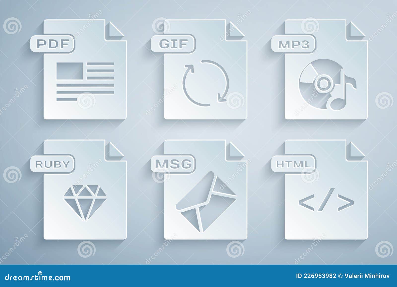 Set MSG File Document, MP3, RUBY, HTML, GIF and PDF Icon. Vector Stock ... Set MSG File Document, MP3, RUBY, HTML, GIF and PDF Icon. Vector Stock ...