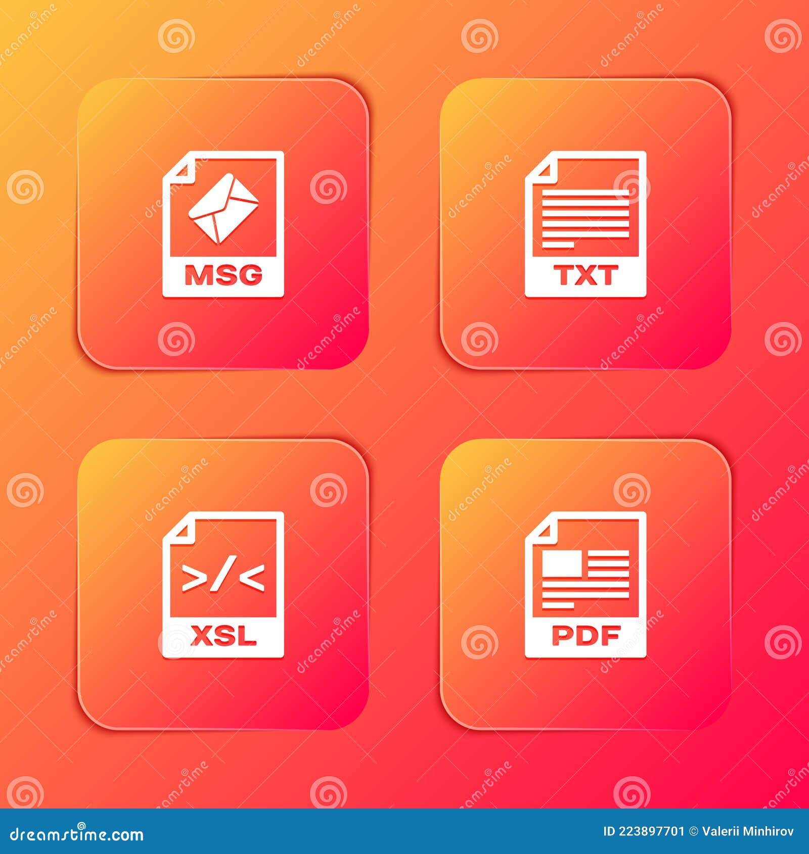 Set MSG File Document, TXT, XSL and PDF Icon. Vector Stock Vector - Illustration of concept ...