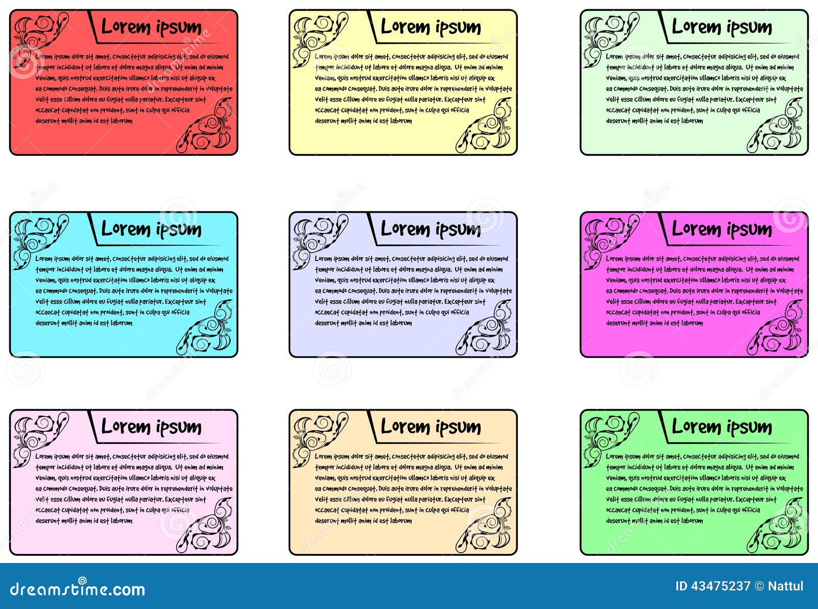 Set of Multi Color Business Card Stock Vector - Illustration of ...