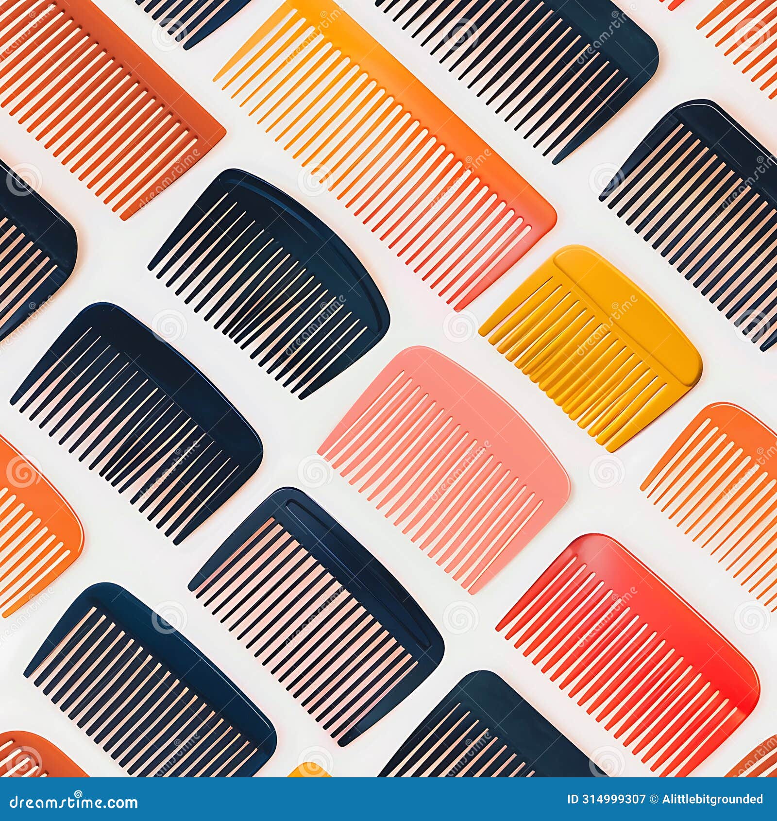 A Set of Multi Color Combs Laying Flat in a Repeating Pattern Stock ...