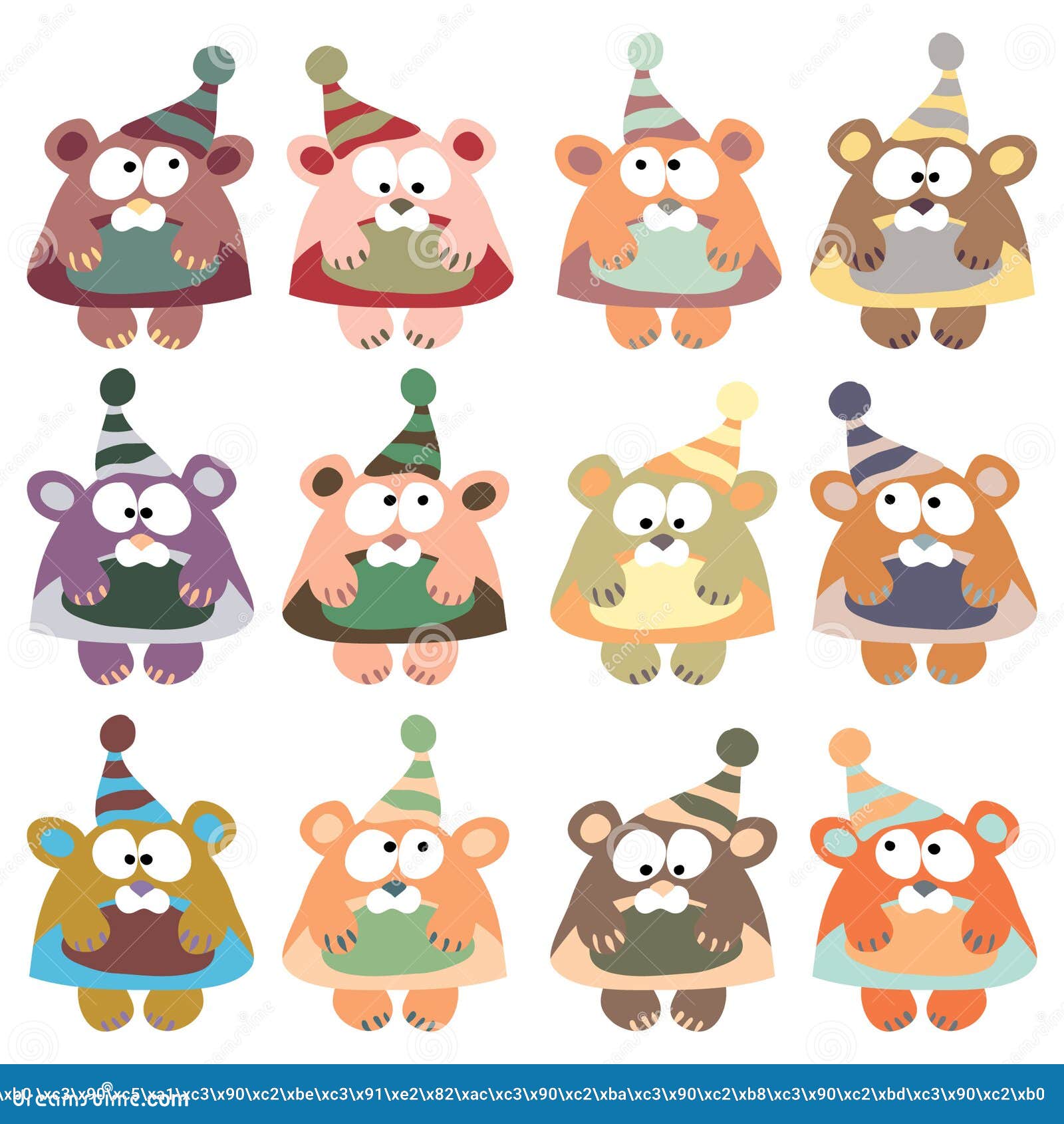 A Set of Multi-colored Bears in Retro Style. Stock Vector ...