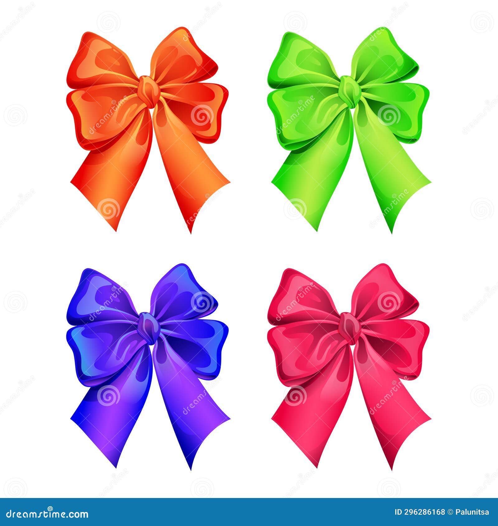 Set of multi-colored bows stock vector. Illustration of elegant - 296286168