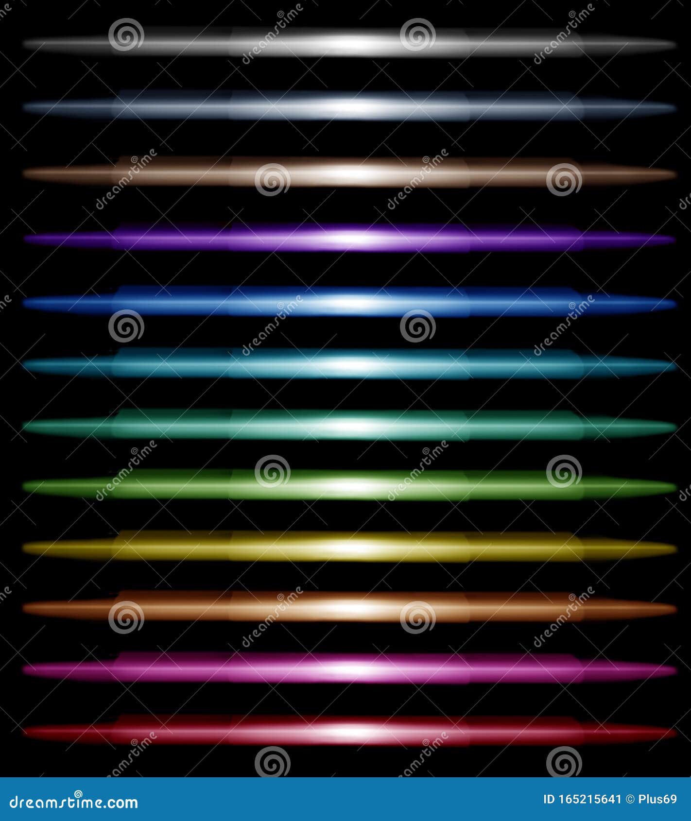 Set of Multi-colored Bright Neon Lines on Black Stock Illustration ...