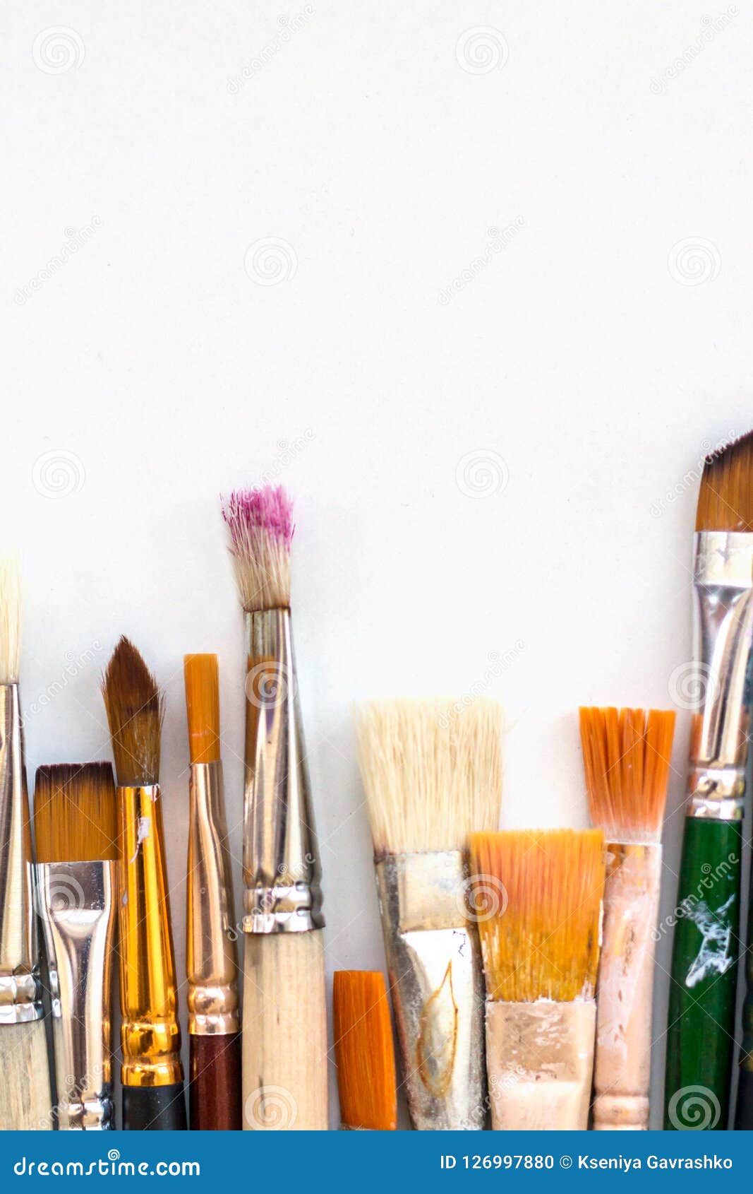 Set of Multi-colored Brushes for Drawing. Background Stock Photo ...