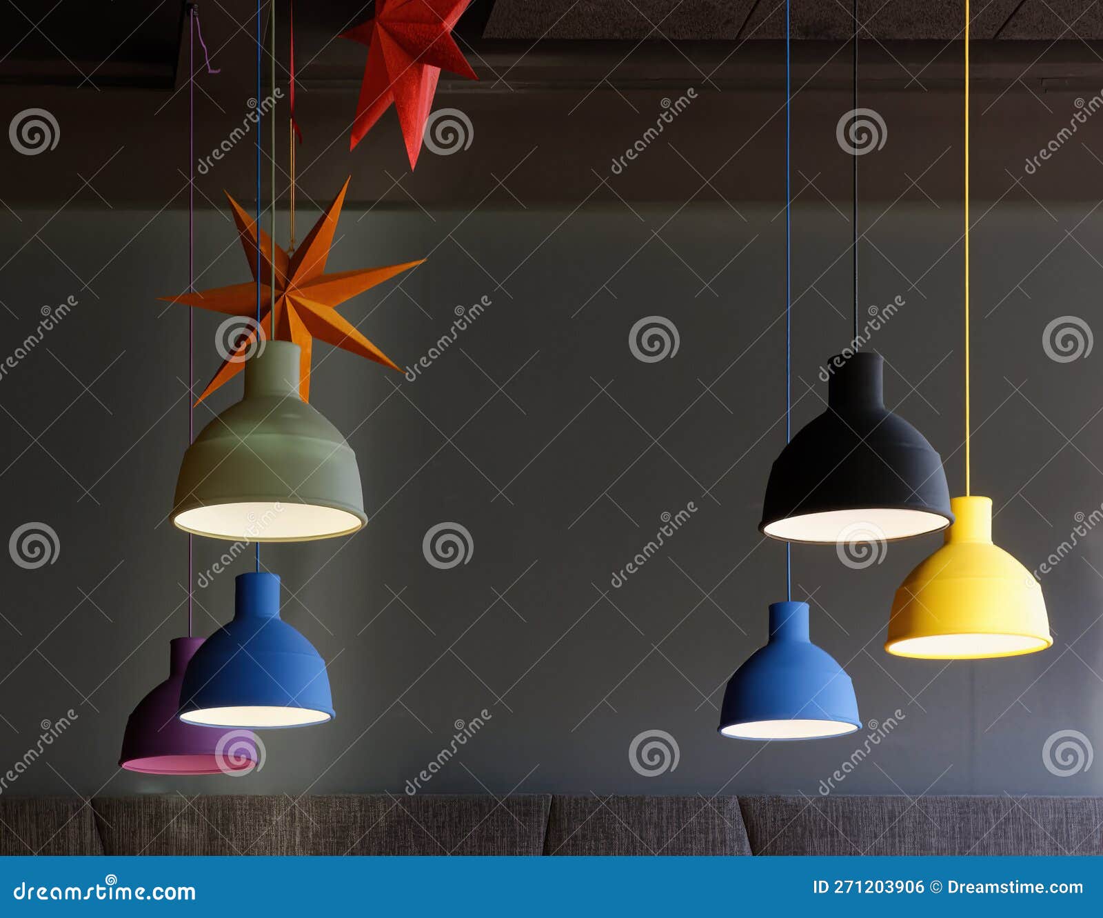 Set of Multi-colored Ceiling Lamps Stock Photo - Image of modern ...