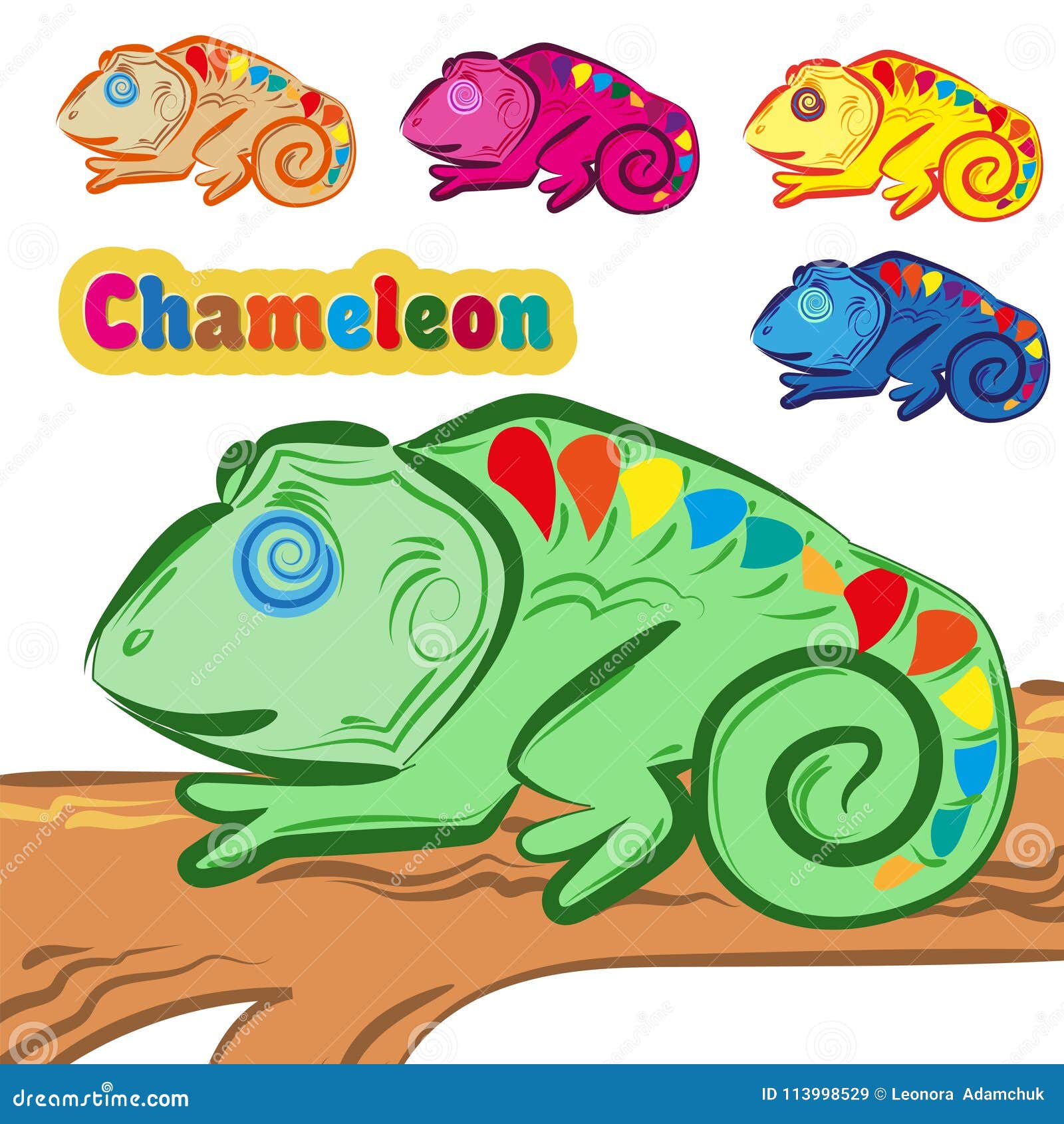 Cartoon Chameleons Vector Seamless Pattern | CartoonDealer.com #108377386