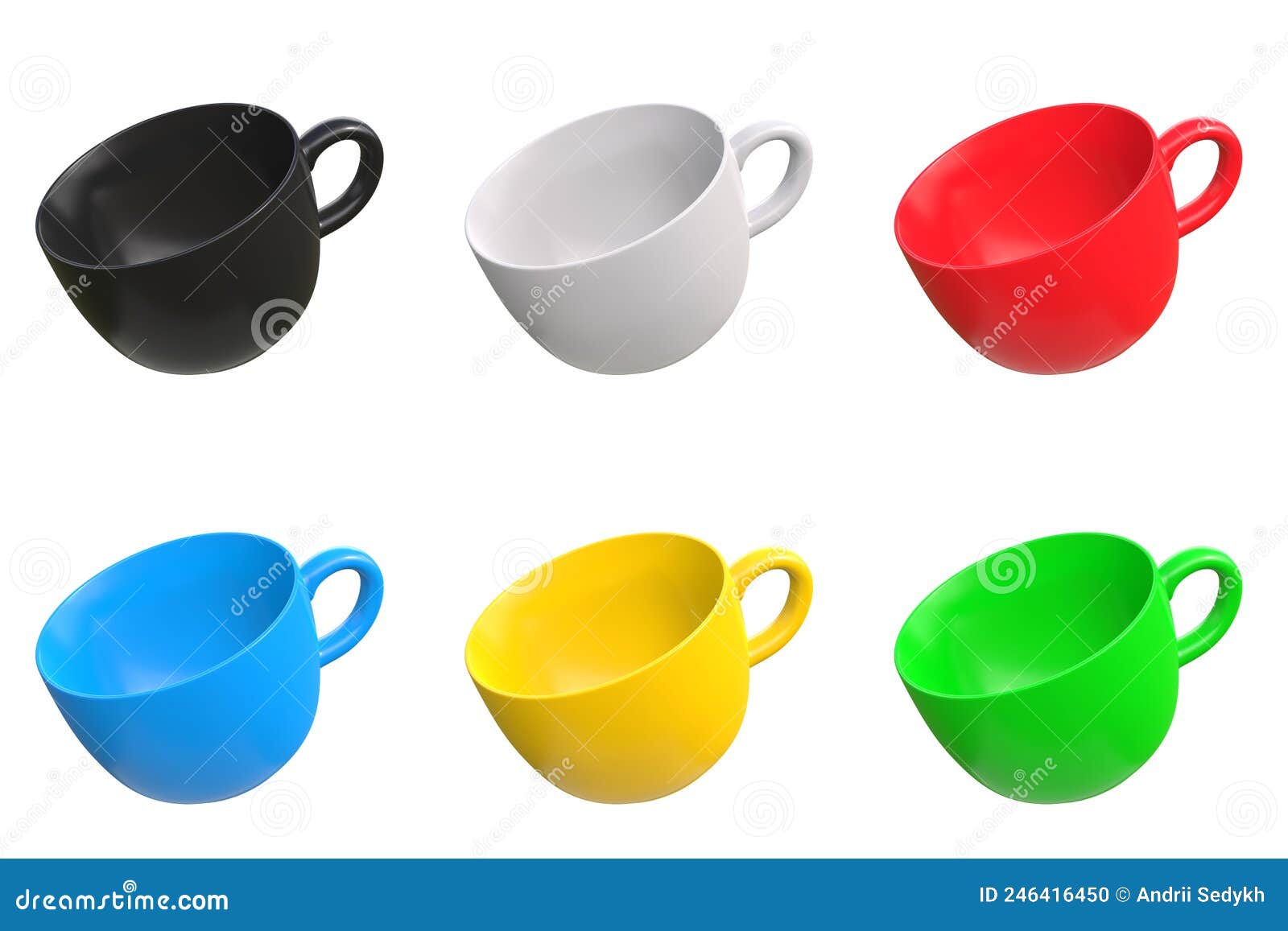 Set of Multi-colored Coffee Cups Isolated on a White Background Stock ...