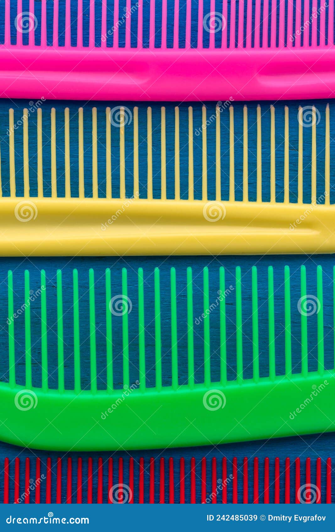 A Set of Multi-colored Combs Close-up. Vertical Photography Stock Image ...