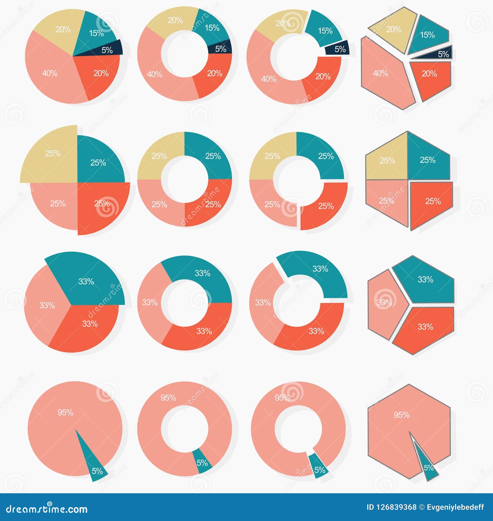 A Set of 16 Multi-colored Diagrams with Interest Values. Infographics ...