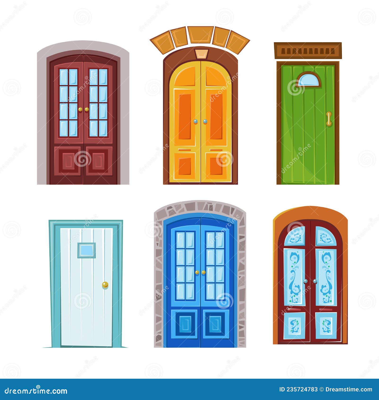 Set of Multi-colored Doors from the House. Freestanding Elements of ...
