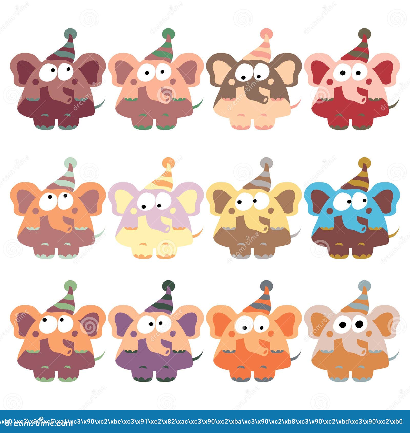 Set Multi Colored Elephants Stock Illustrations – 20 Set Multi Colored ...