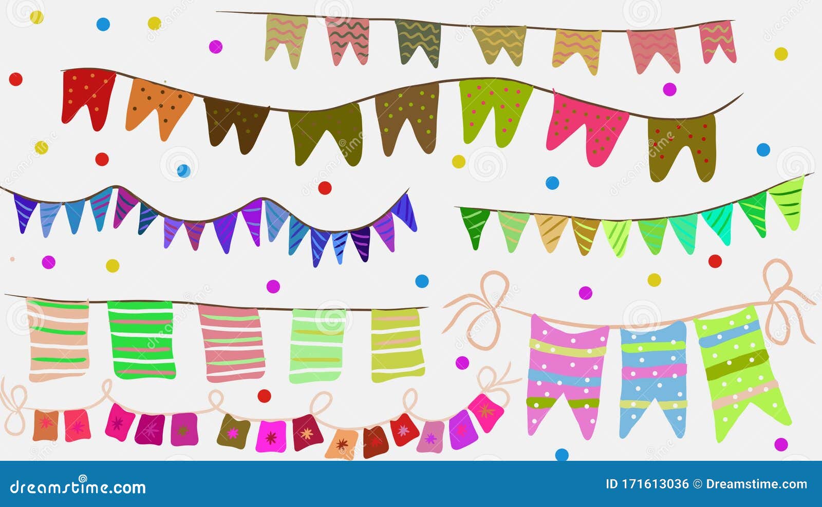 Set of multi-colored flags stock illustration. Illustration of flower ...