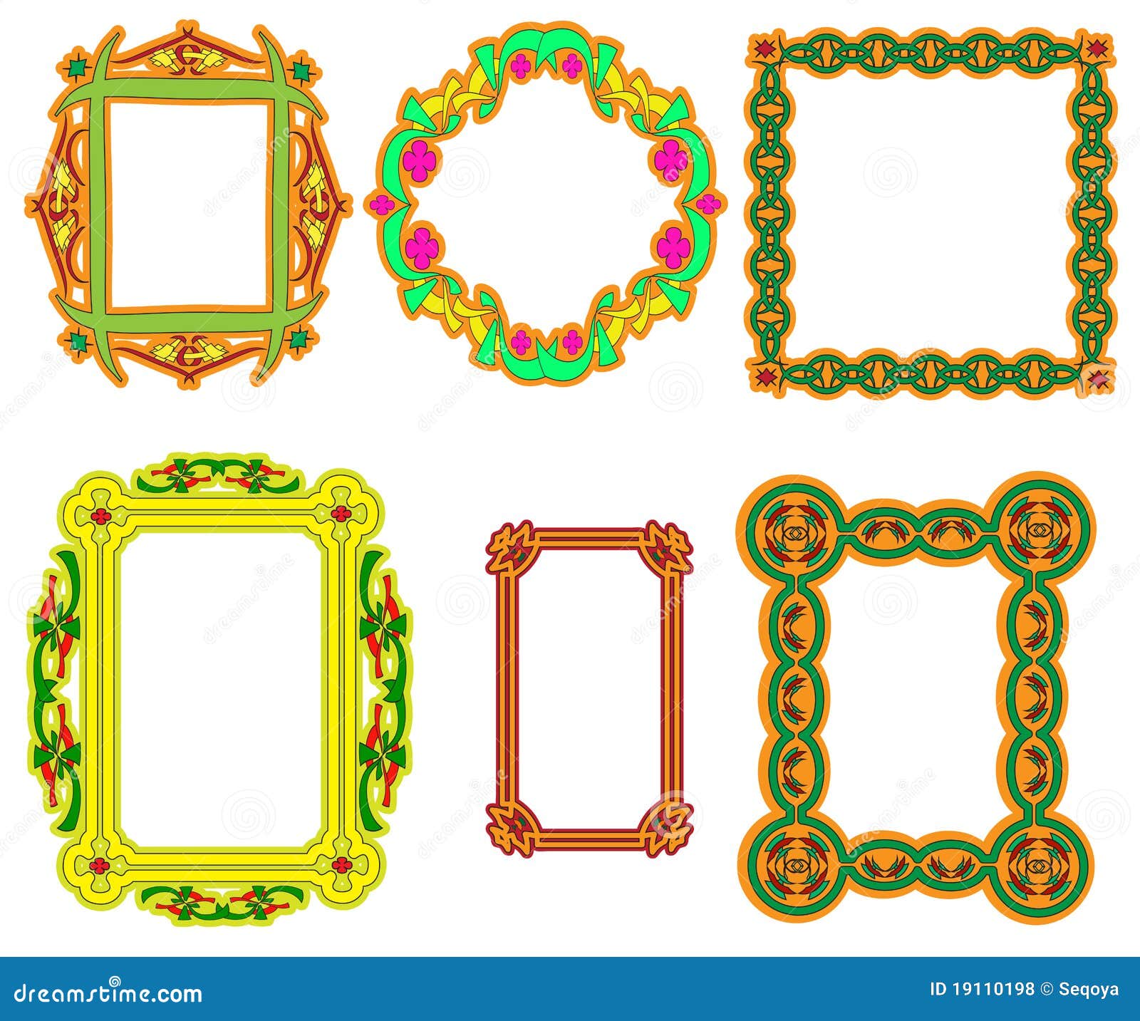 Set of Multi-colored Frame with a Flower Stock Vector - Illustration of ...