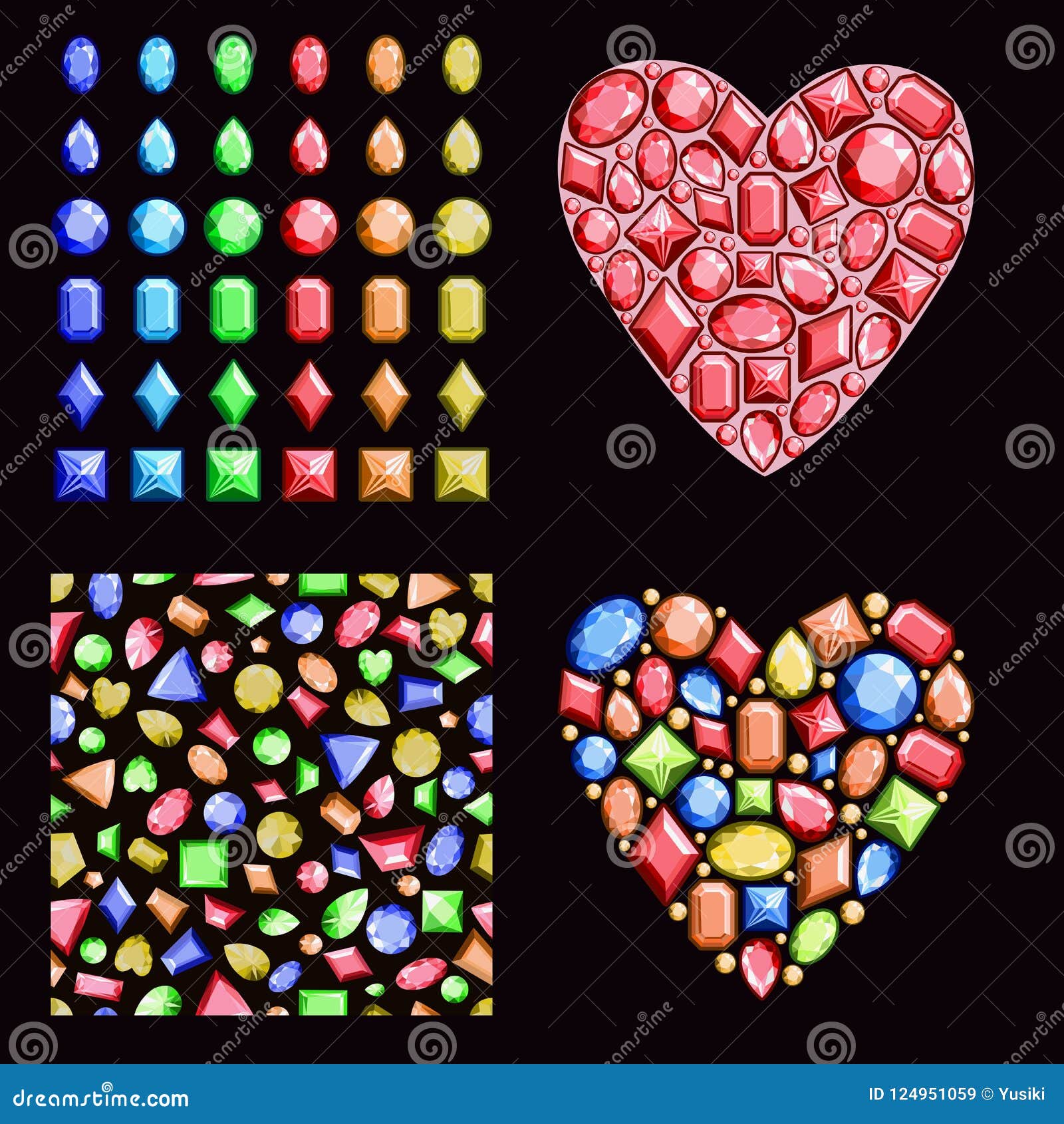 A Set of Multi-colored Gems. Contains Precious Stones of Different ...