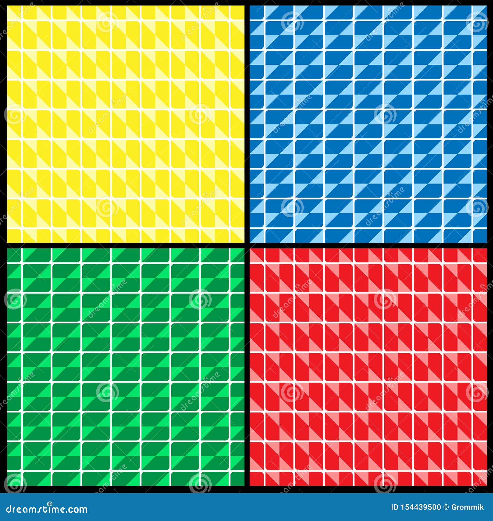 Set of Multi-colored Geometric Patterns of Squares Stock Vector ...