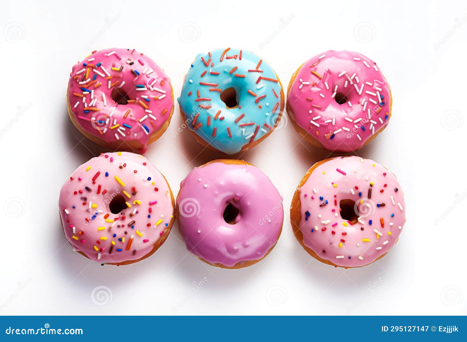 Set of Multi-colored Glazed Donuts on a White Background. Top View ...