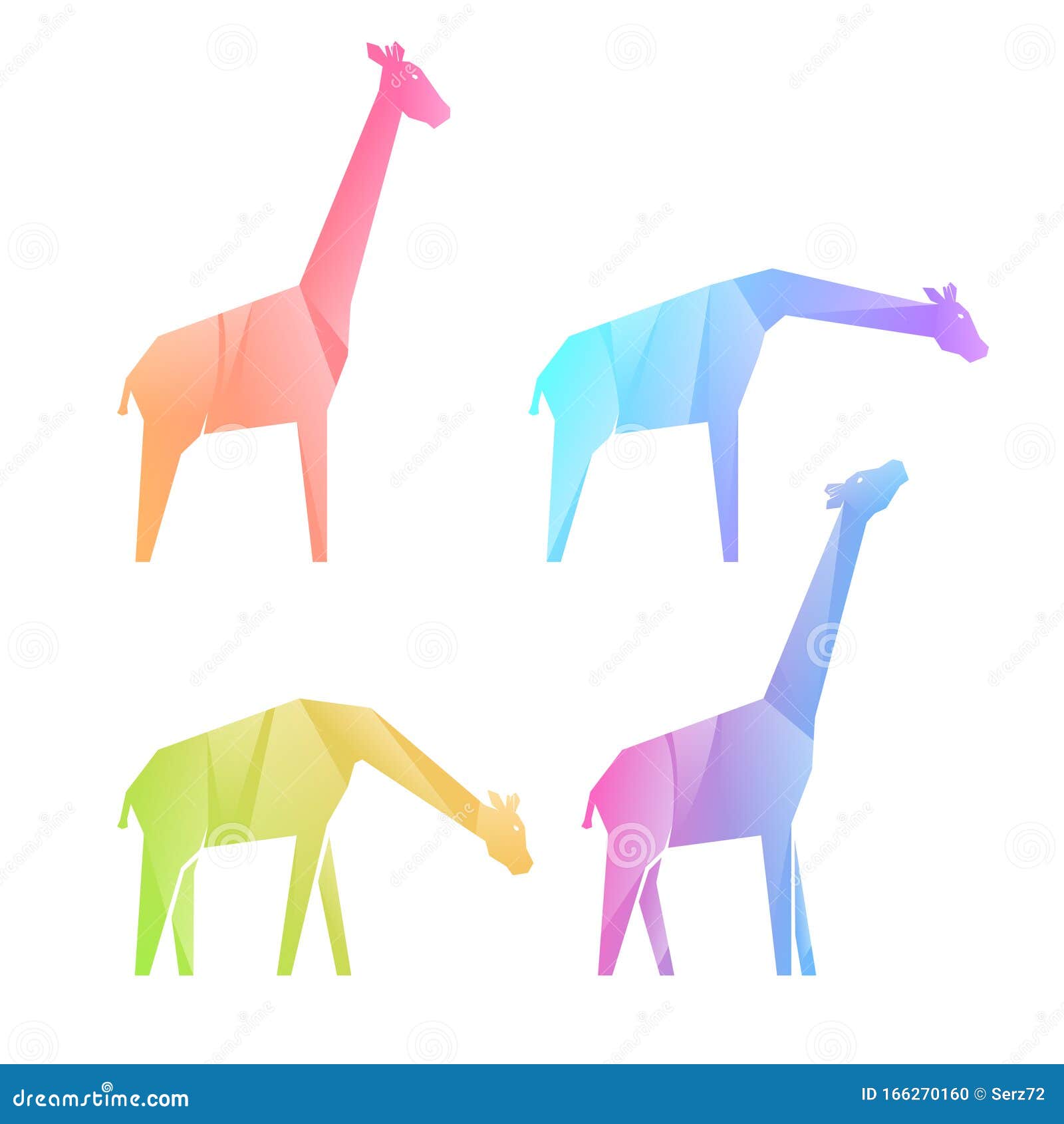 Set of Multi-colored Gradient Giraffes Stock Vector - Illustration of ...