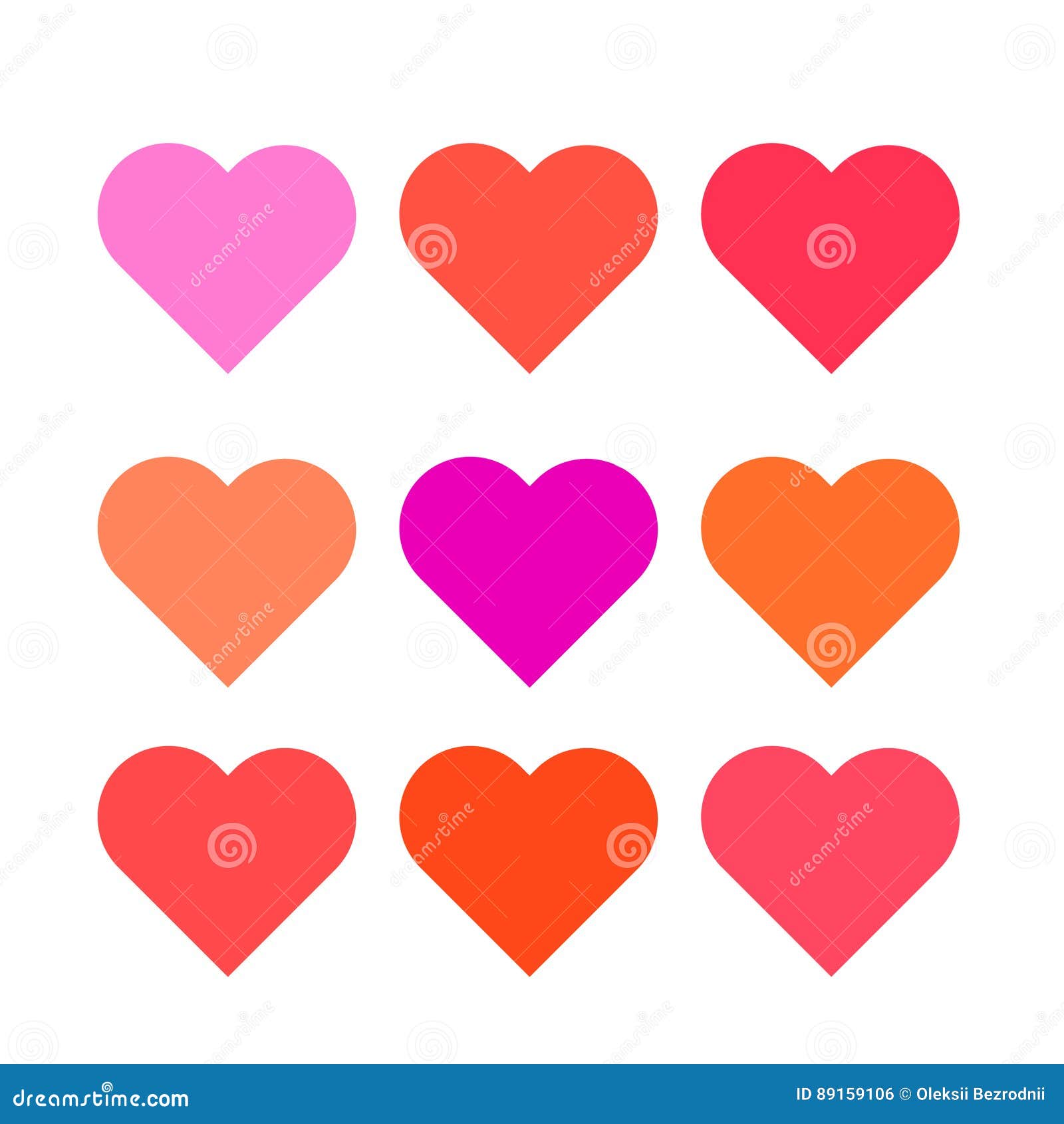 Set multi colored hearts stock vector. Illustration of valentine - 89159106
