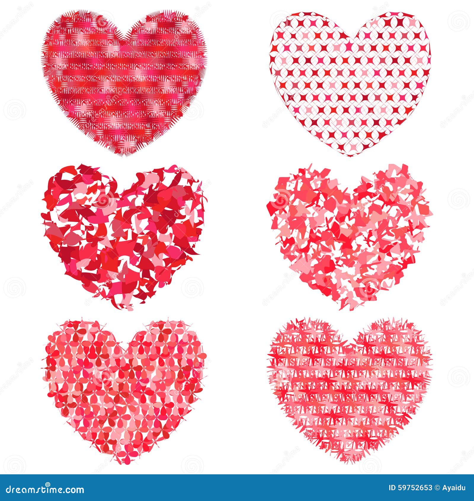 Set Of Multi-colored Hearts To Decorate And Design. Vector Illustration ...