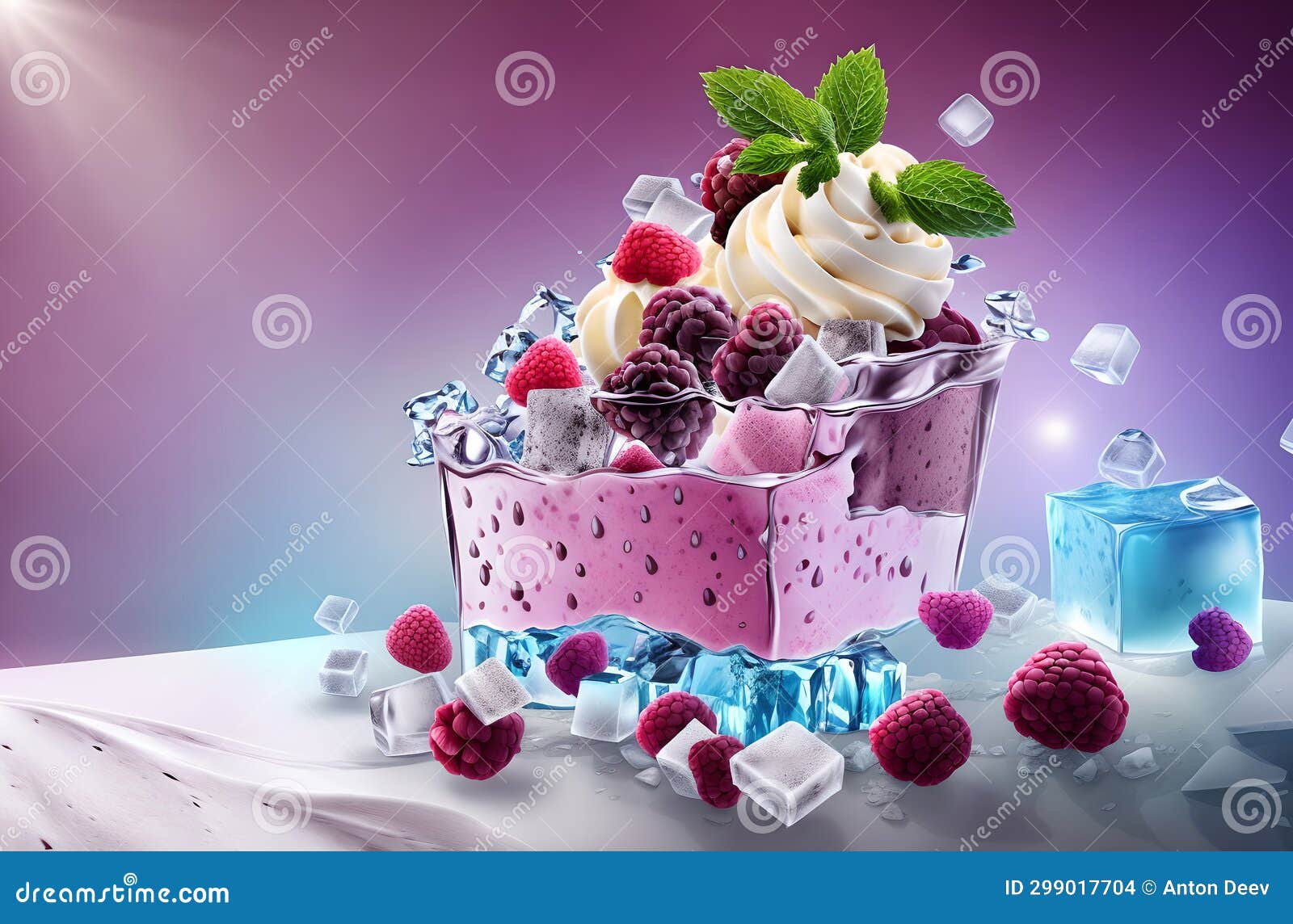 A Set of Multi-colored Ice Cream with Ice Cubes, Popsicle. Generative ...