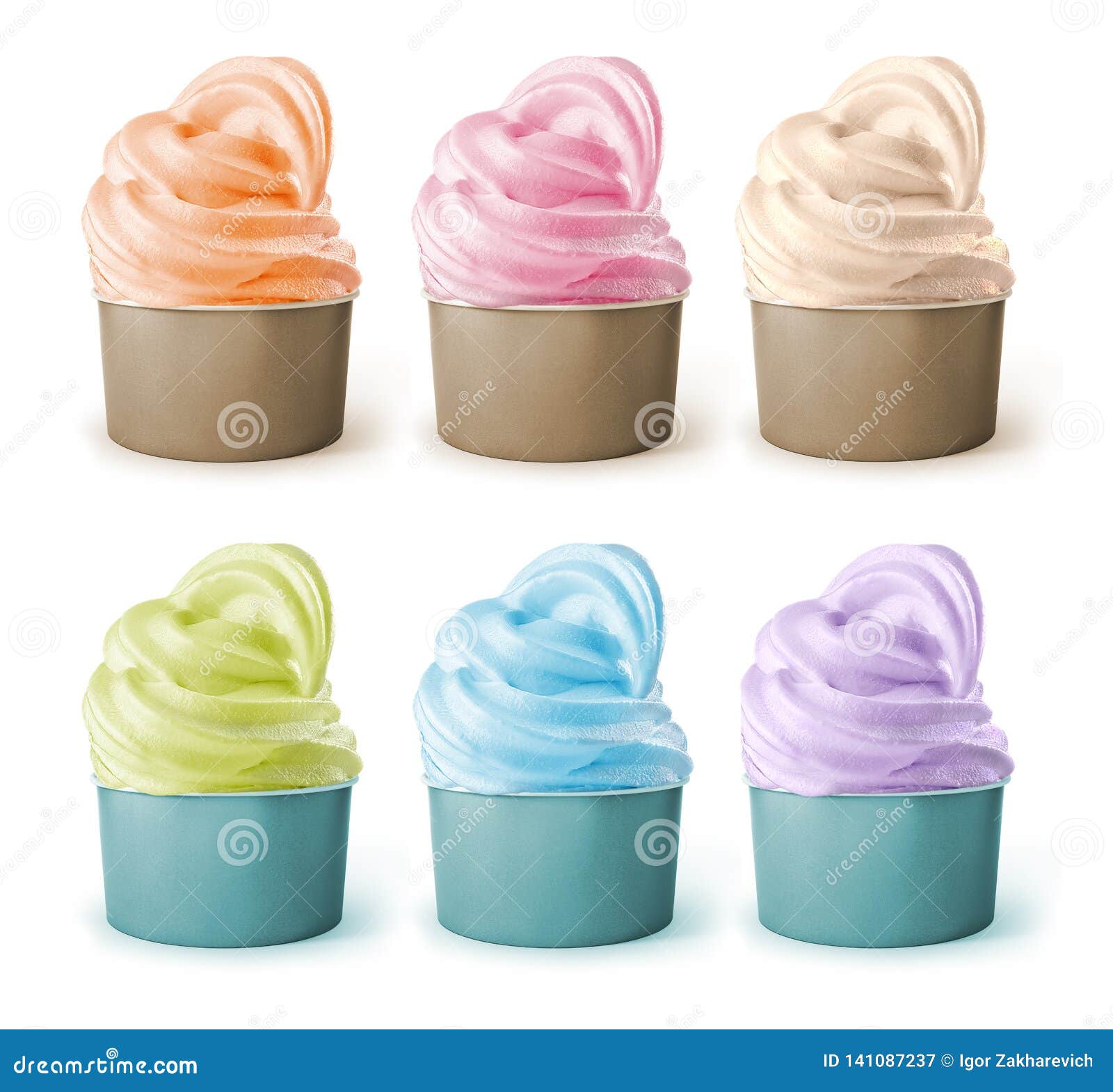 Set of Multi-colored Ice Cream in a Paper Cup Stock Illustration ...