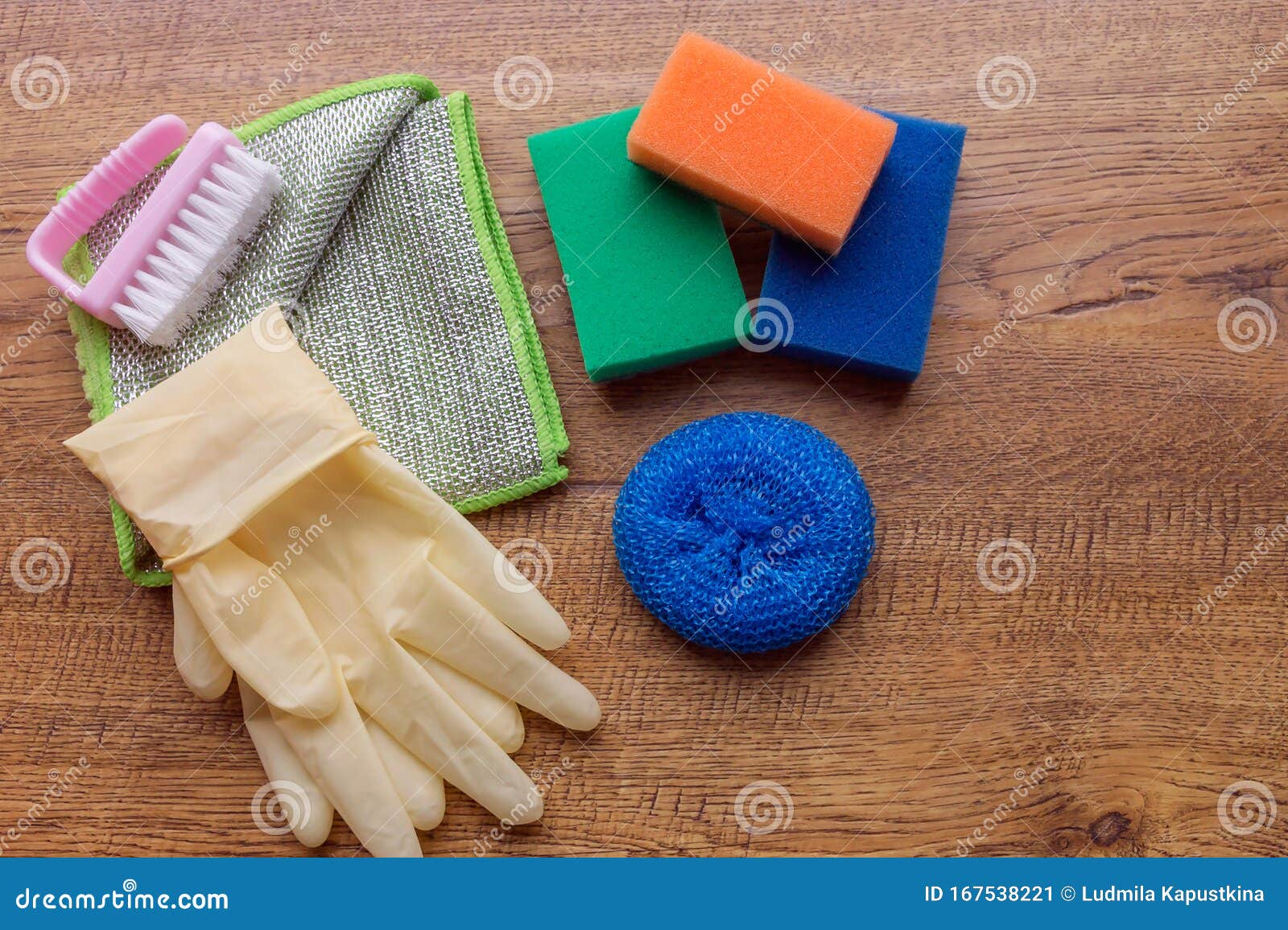 A Set Colorful Items Necessary for Washing and Cleaning in the Kitchen ...