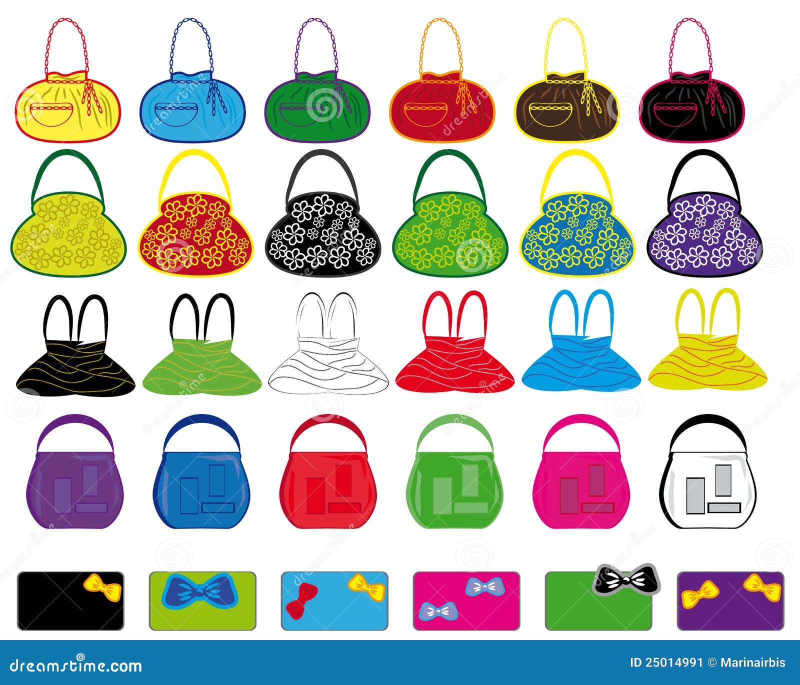 Set of Multi-colored Ladies Handbags. Stock Vector - Illustration of ...