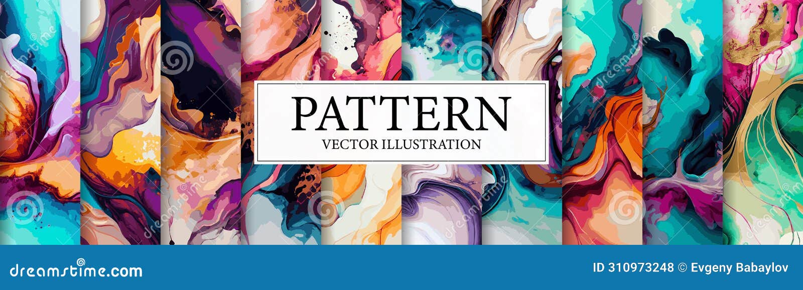 Set of 10 Multi-colored Marble Textures, Background Templates - Vector ...