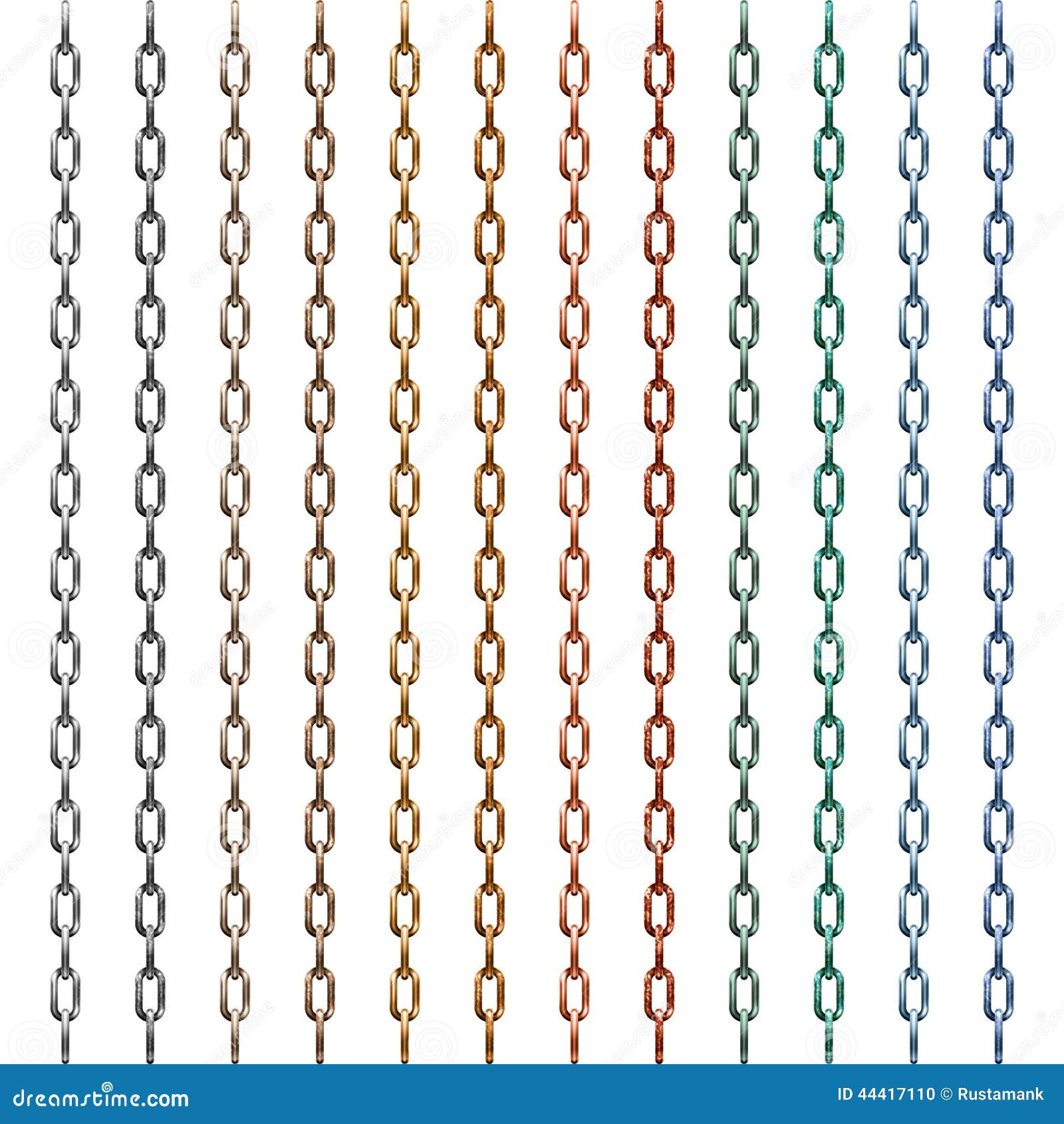 Set of Multi-colored Metal Chain Stock Vector - Illustration of gold ...