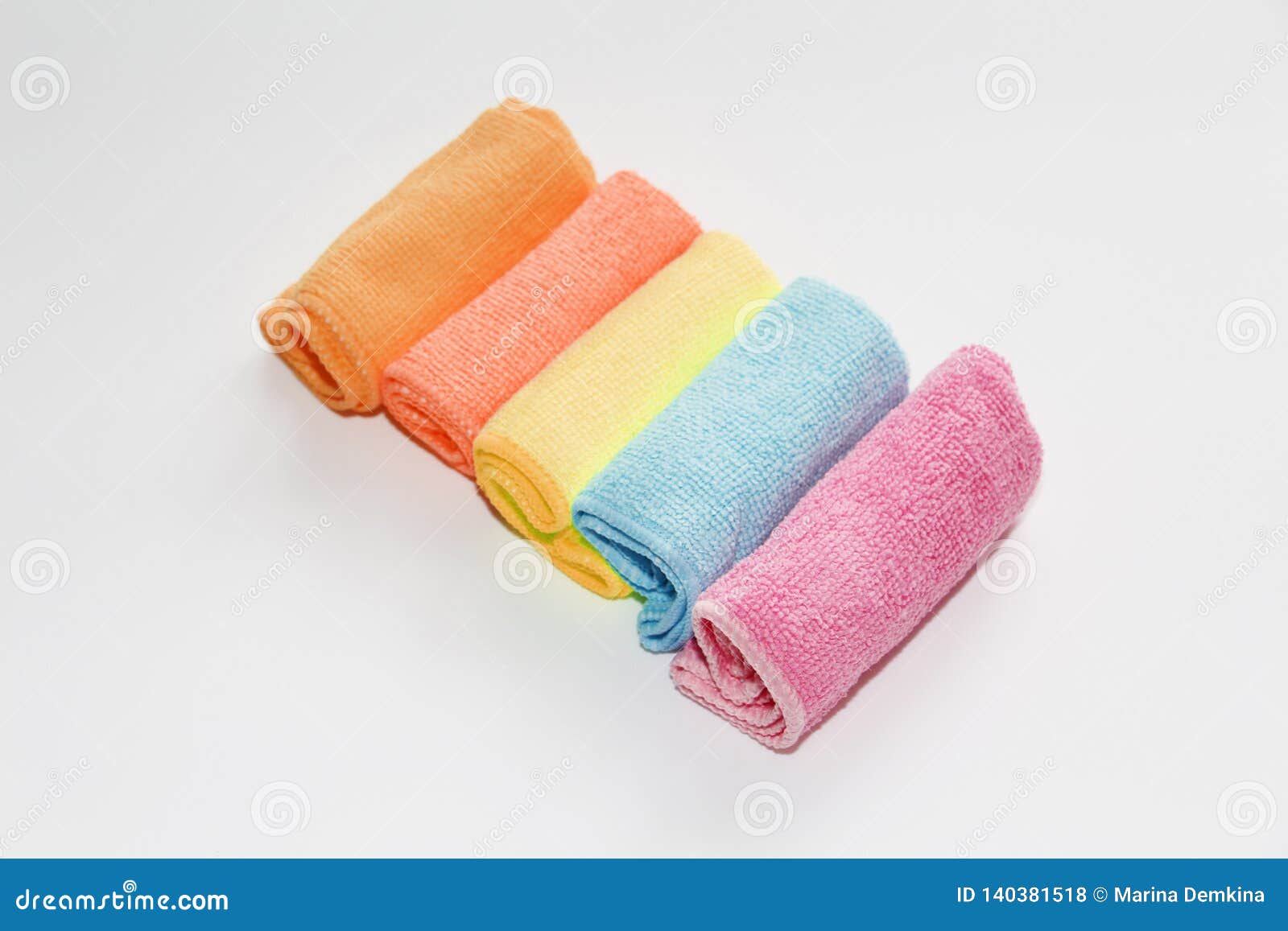 Set of Multi-colored Microfiber Rags for Cleaning. Five Colored Towels ...