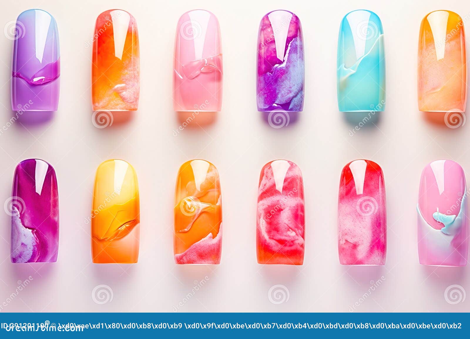 Set of Multi-colored Nail Overlays. Manicure Stock Illustration ...
