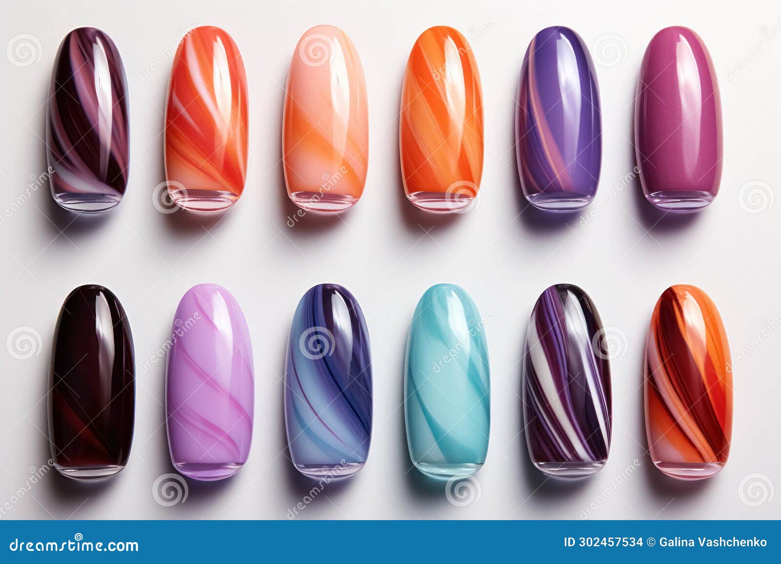 Set of Multi-colored Nail Polish Samples, Examples of Coloring Stock ...