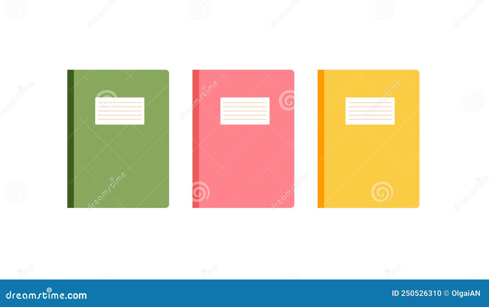 A Set of Multi-colored Notebooks. Vector Illustration Isolated on White ...
