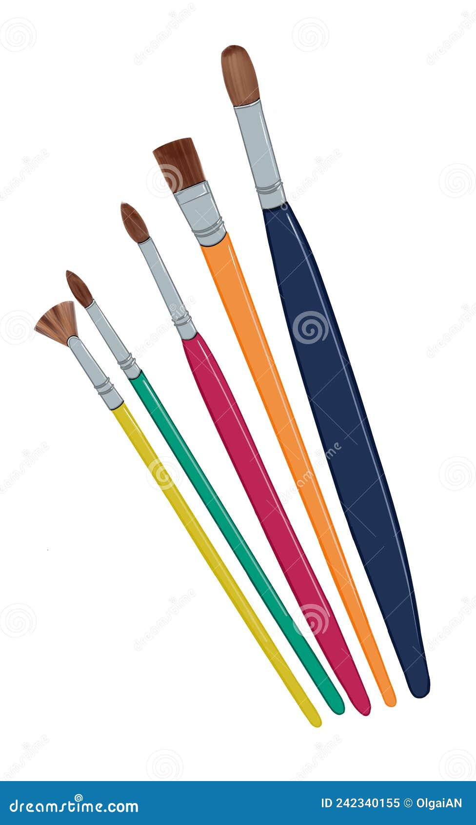Set of Multi-colored Paint Brushes Stock Illustration - Illustration of ...