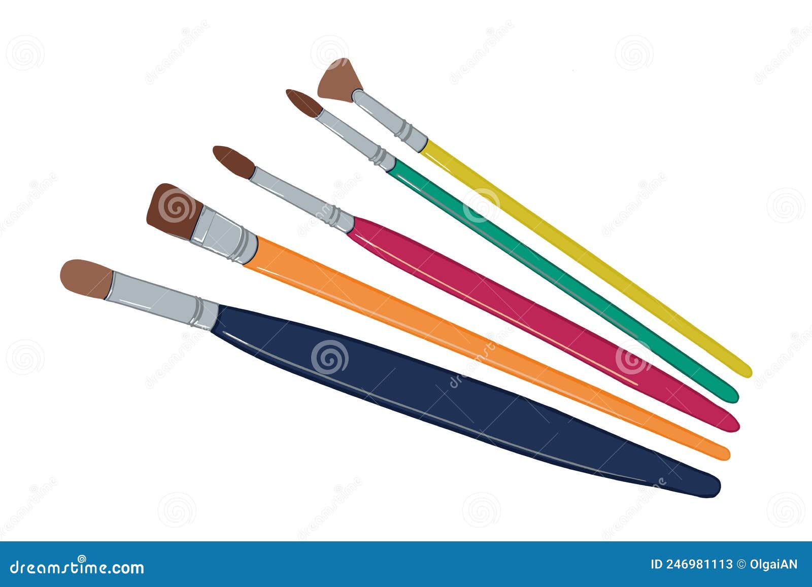 Set of Multi-colored Paint Brushes Stock Vector - Illustration of ...