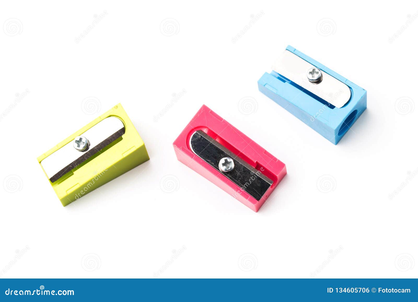 Set of Multi-colored Pencil Sharpeners Stock Photo - Image of blue ...