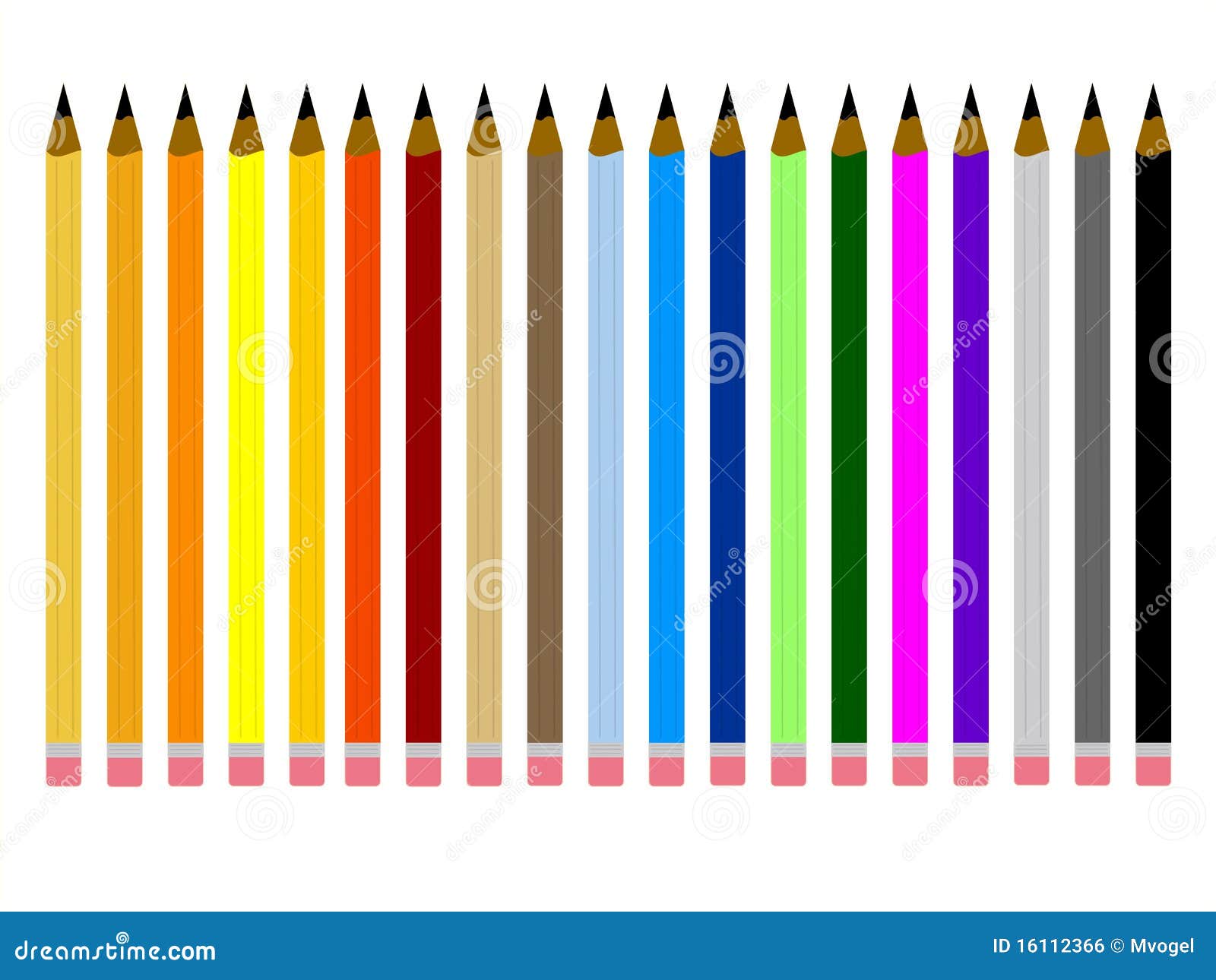 Set of Multi Colored Pencils Stock Illustration - Illustration of ...
