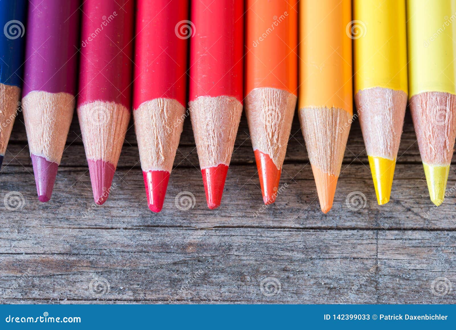 Creativity: Multi-colored Pencils on Rustic Wooden Table Stock Image ...