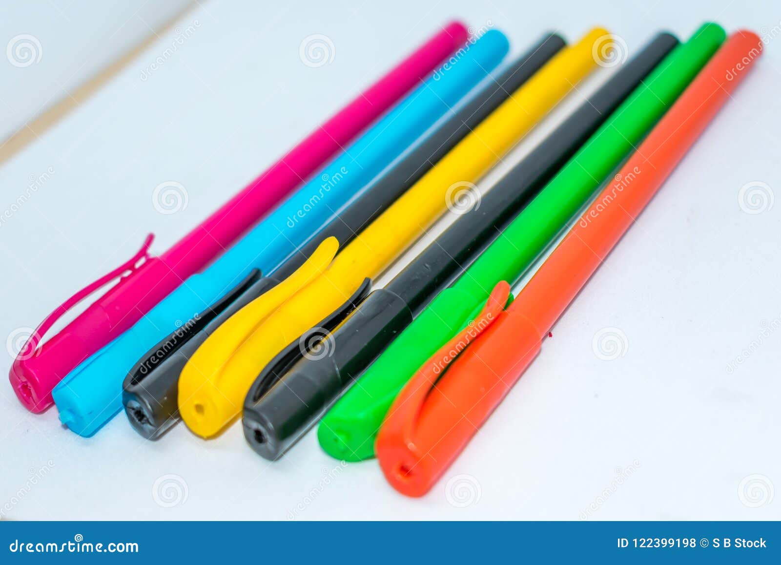Set of Multi-colored Pens, Isolated on White. Stock Photo - Image of ...