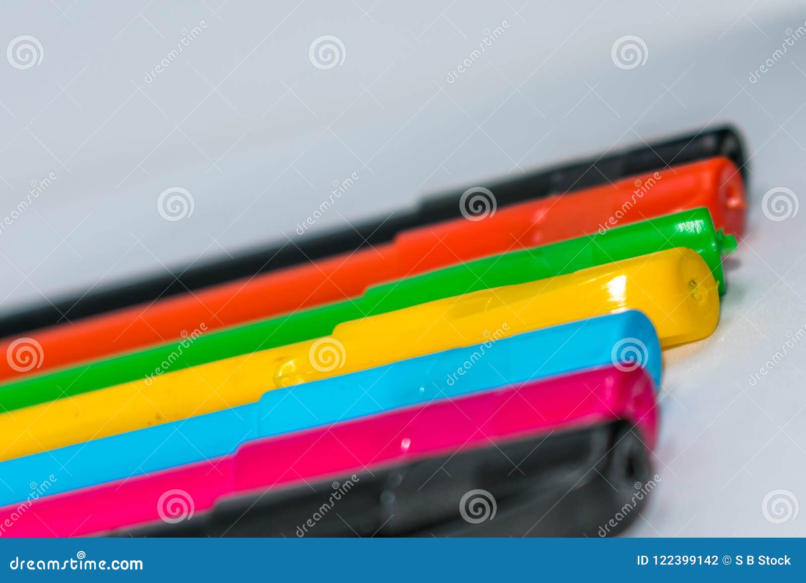 Set of Multi-colored Pens, Isolated on White. Stock Photo - Image of ...