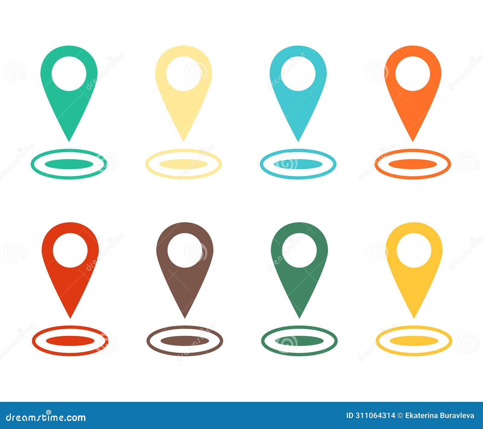 Set of Multi-colored Pins for Navigation, a Place Pointer on the Map ...