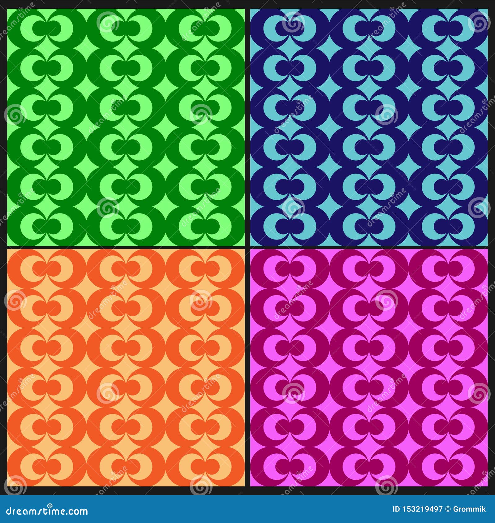 Set of Multi-colored Seamless Patterns of Circles and Circles Stock ...
